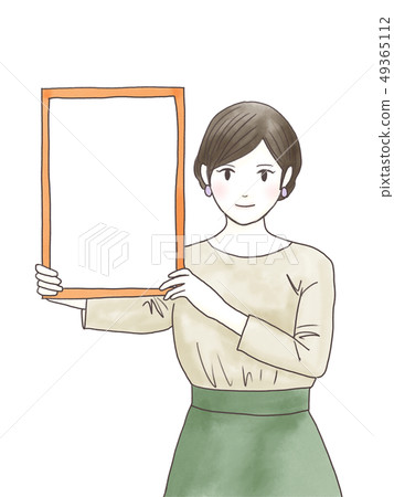 Woman holding a picture frame - Stock Illustration [49365112] - PIXTA