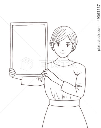 Woman drawing a picture frame - Stock Illustration [49365387] - PIXTA