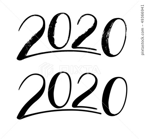 Handwritten lettering 2020. Hand drawn numbers - Stock Illustration ...