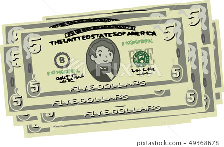 Five Dollar Banknote American Dollar $ Cute... - Stock Illustration ...