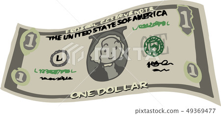 One dollar banknote american dollar $ cute hand... - Stock Illustration ...