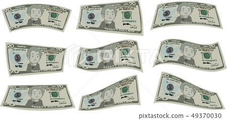 Twenty dollar bill american dollar bent curved... - Stock Illustration ...