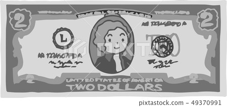 Two dollar bill american dollar cute illustration - Stock Illustration ...