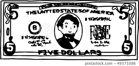 Five dollar bill american dollar cute illustration - Stock Illustration ...