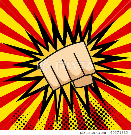 A pop art cartoon comics poster with fist and... - Stock Illustration ...
