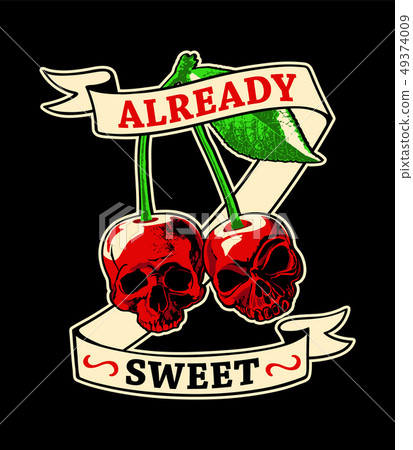 Cherry Skulls Vector Illustration - Stock Illustration [49374009] - PIXTA