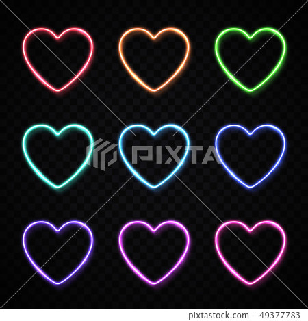 Glowing heart shape borders set on transparent... - Stock Illustration ...