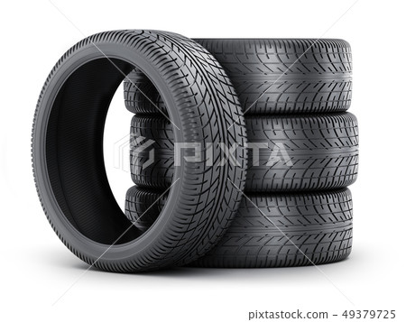 Four tire car. Isolated white background - Stock Illustration [49379725 ...
