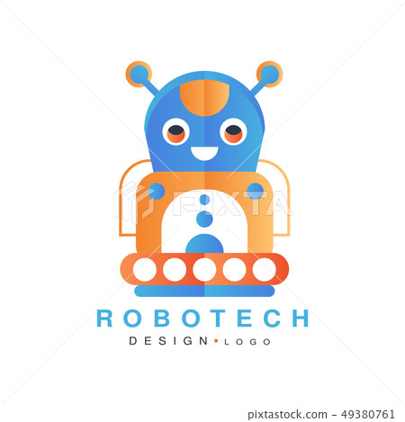 Robotech logo design, badge with robot for... - Stock Illustration ...