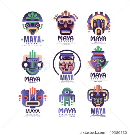 Maya logo original design set, emblems with... - Stock Illustration ...