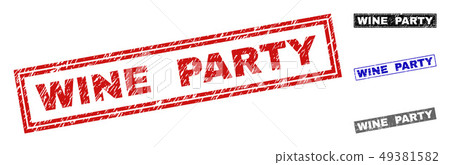 Grunge WINE PARTY Scratched Rectangle Watermarks - Stock Illustration ...