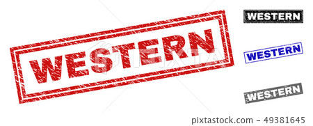Grunge WESTERN Scratched Rectangle Watermarks - Stock Illustration ...