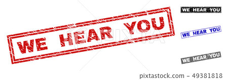 Grunge WE HEAR YOU Scratched Rectangle Stamps - Stock Illustration ...