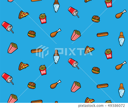 Fast Food Seamless Background - Stock Illustration [49386072] - PIXTA