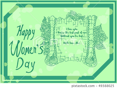 Lilac Greeting Card Sketch for March Green-插圖素材 [49388025] - PIXTA圖庫