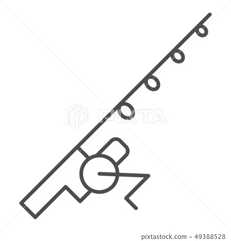 Fishing rod thin line icon. Spinning... - Stock Illustration [49388528 ...