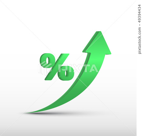GDP high growth, green arrow up and percent icon - Stock Illustration ...