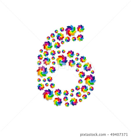 Alphabet set letter number six or 6, Turbine paper - Stock Illustration ...