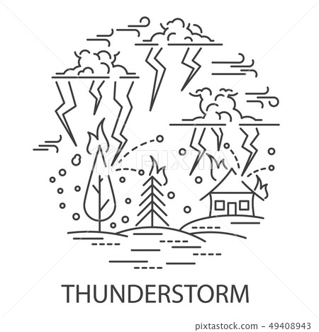Thunderstorm Natural Disaster - Stock Illustration [49408943] - PIXTA