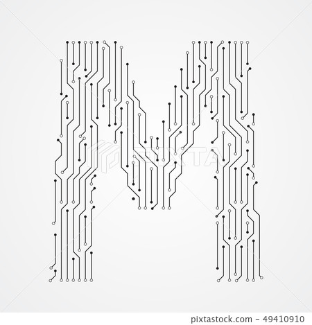 Alphabet M shape digital line design - Stock Illustration [49410910 ...