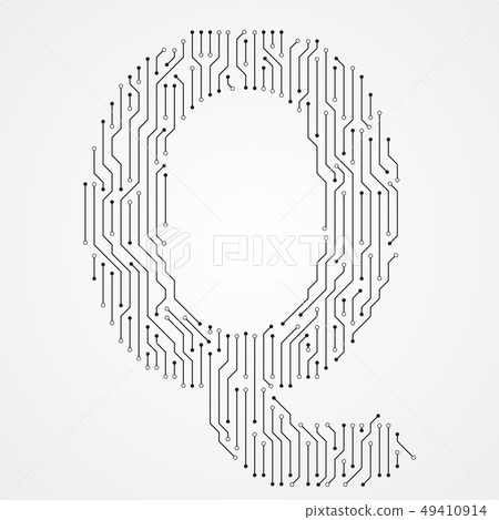 Alphabet Q shape digital line design - Stock Illustration [49410914 ...