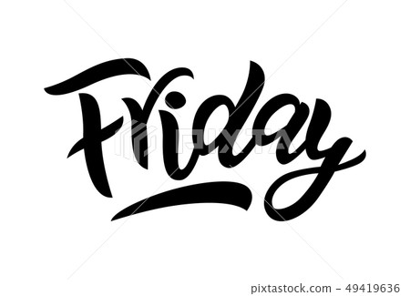 Friday hand drawn calligraphy lettering phrase. - Stock Illustration ...