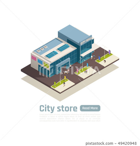 Shopping Center Isometric Composition - Stock Illustration [49420948 ...
