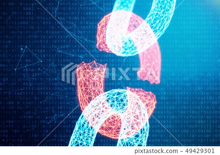Disconnected, broken chain, digital block chain... - Stock Illustration ...