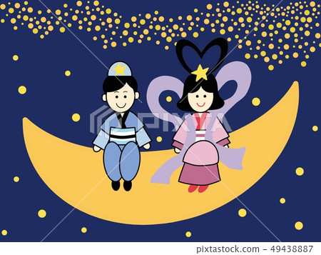 Weaving princess and Hiko star (moon) - Stock Illustration [49438887 ...