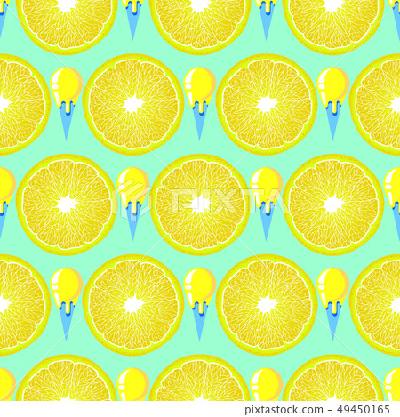 pattern with lemon slices and ice cream - Stock Illustration [49450165 ...