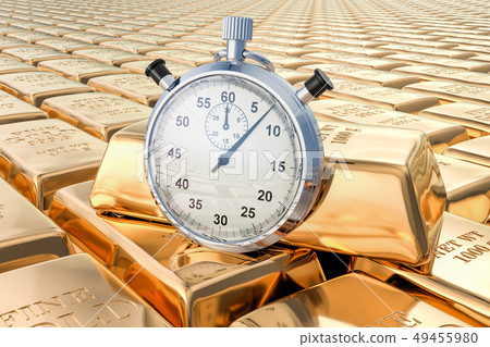 Gold ingots background with chronometer - Stock Illustration [49455980 ...