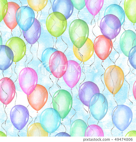 Seamless pattern of colorful rainbow balloons - Stock Illustration ...