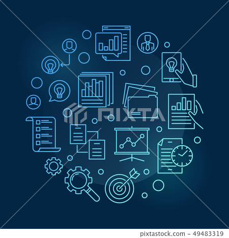 Project Management Planning vector blue thin... - Stock Illustration ...