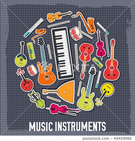 Music instruments circle infographics template. - Stock Illustration ...