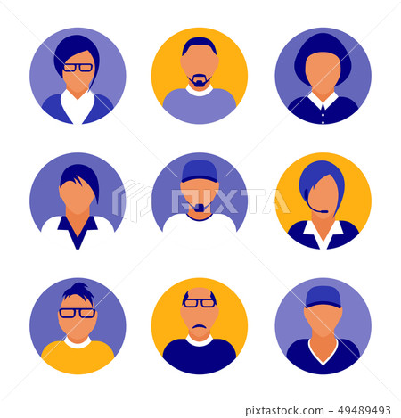 Flat modern purple minimal avatar icons....-插圖素材 [49489493] - PIXTA圖庫