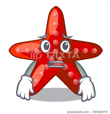 Afraid red starfish in the cartoon shape - Stock Illustration [49498079 ...