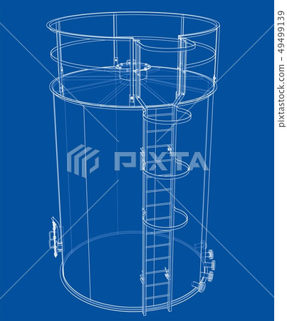 Oil tank outline. Vector rendering of 3d - Stock Illustration [49499139 ...