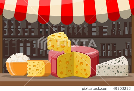 Cheese street market store stall. - Stock Illustration [49503253] - PIXTA