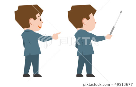 A businessman pointing backwards - Stock Illustration [49513677] - PIXTA