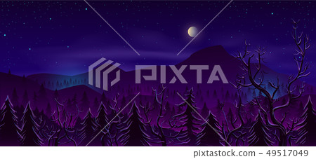Wild northern land night landscape cartoon vector - Stock Illustration ...
