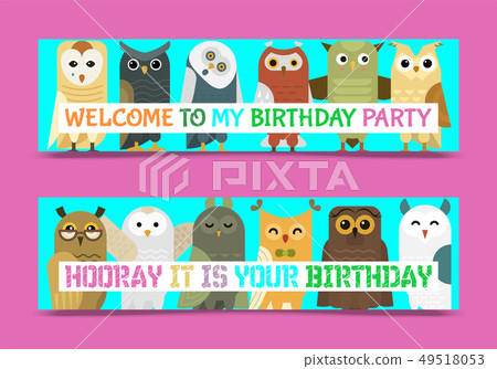 Owl banner and pattern vector illustration.... - Stock Illustration ...