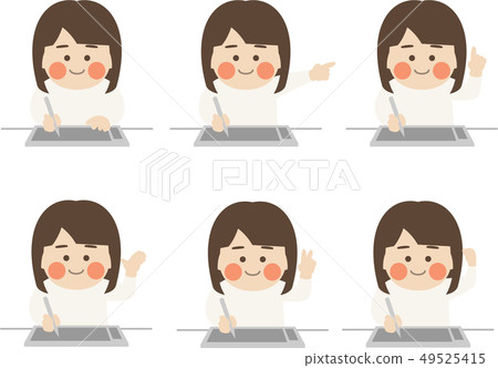 Female character pen tab - Stock Illustration [49525415] - PIXTA