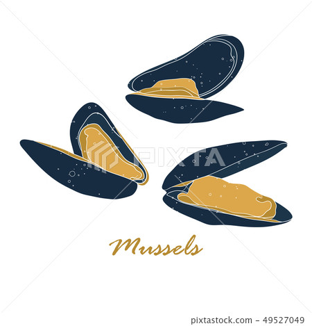 Mussels vector illustration in flat style - Stock Illustration ...
