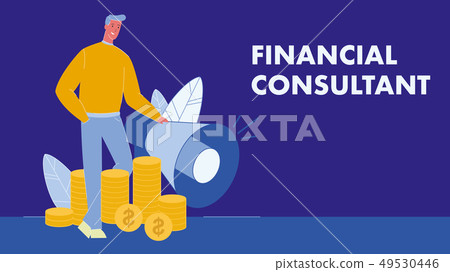 Financial Consultant Flat Vector Banner with Text - Stock Illustration ...