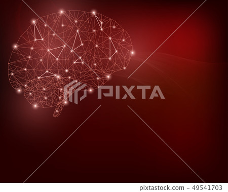 Brain from polygon mesh, with light points. - Stock Illustration ...