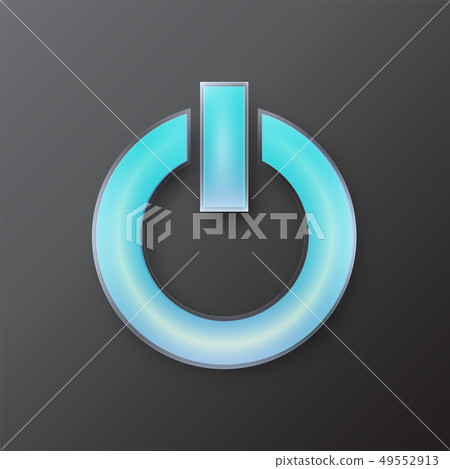 Modern blue glossy illuminated power button vector - Stock Illustration ...