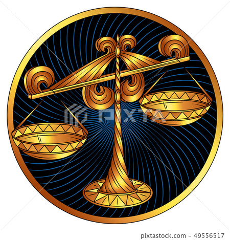 Libra, golden zodiac sign, vector horoscope symbol - Stock Illustration ...