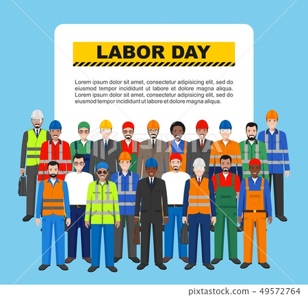 Labor day. Group of worker, builder and... - Stock Illustration ...