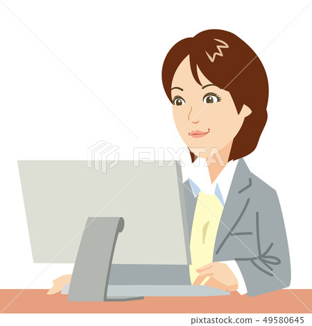 Image that woman uses PC - Stock Illustration [49580645] - PIXTA