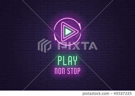 Neon icon set of Play non Stop button, vector sign - Stock Illustration ...